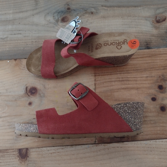 yokono | Shoes | Yokono Leather Salmon Double Strap Platform Wedge Heel ...